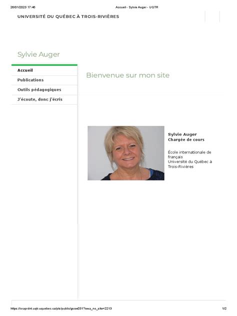 Accueil Sylvie Auger Uqtr Pdf