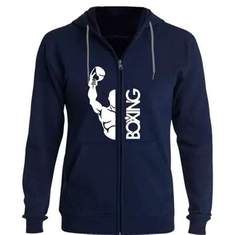 خرید و قیمت سوشرت پسرانه زیپ دار کلاه دار داخل کرکی طرح بکس رنگ سرمه ای