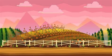 Farm Game Background 2d Application Design Tileable Horizontally Size 1024x512 Ready For