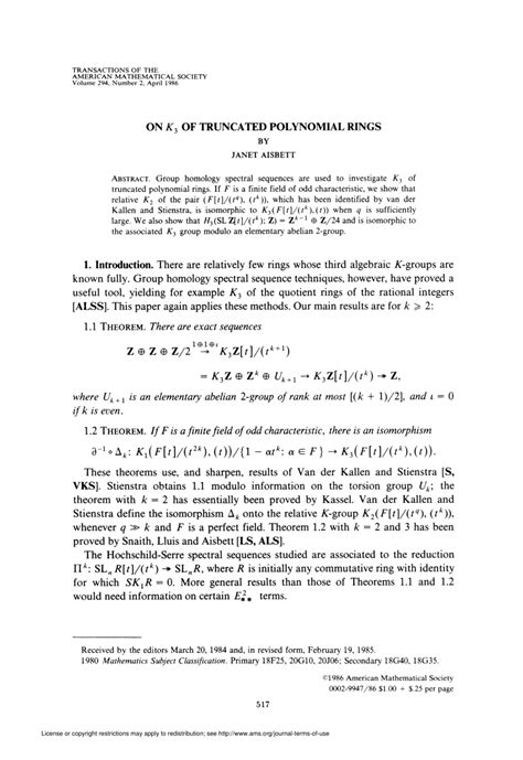 Pdf On Ksb 3 Of Truncated Polynomial Rings