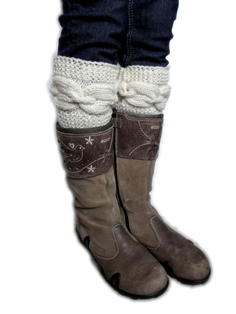 Knitted Cable Boot Cuffs Knit Ivory Chains 44 Different Etsy