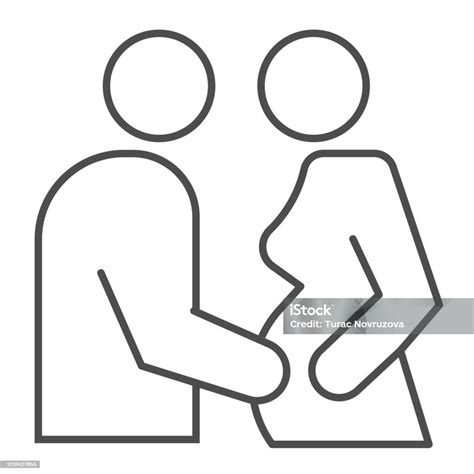 孕婦和男人細線圖示父母期待嬰兒家庭符號輪廓風格象形圖在白色背景移動概念和網頁設計的關係標誌向量圖形向量圖形及更多一起圖片 Istock