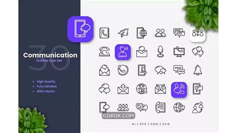 آیکون ارتباط Communication Outline Icons وکتور آیکون