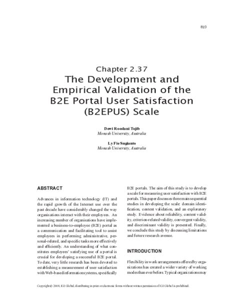 Pdf The Development And Empirical Validation Of The B2e Portal User Satisfaction B2epus Scale