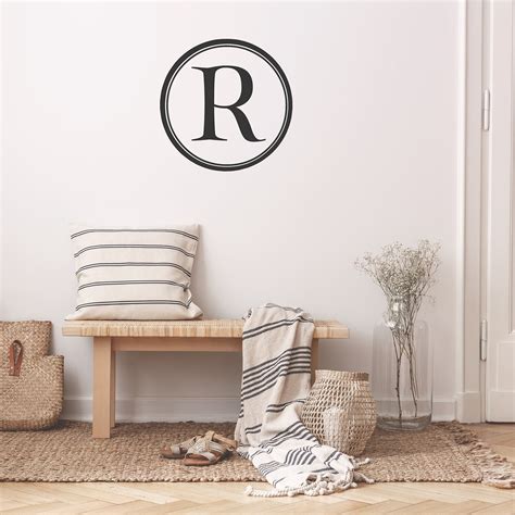 Circle Monogram Initial Wall Decal Personalized Letter Vinyl Etsy