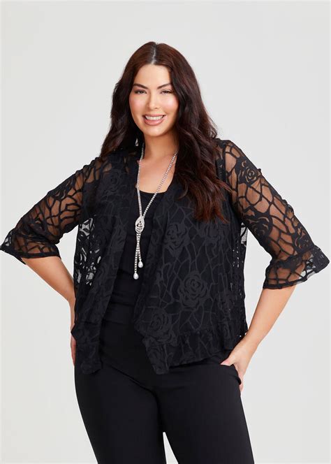 Shop Plus Size Ruffle Hem Cardigan Black Taking Shape Au