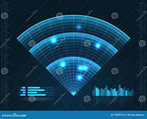 Blue Radar Screen Vector Illustration For Your Design Technology