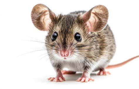 The Image Features A Cute Small Mouse Standing Upright On Its Hind