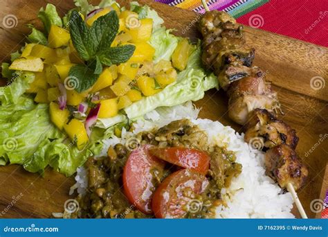 Grilled Chicken Kebab Meal Stock Image Image Of Marinade