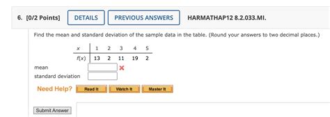 Solved Standard Deviation Chegg
