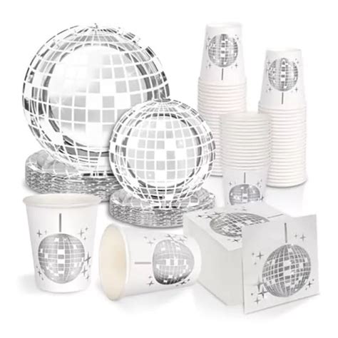 Disco Party Supplies Tableware Set Disco Ball Dinner Plate Napkin