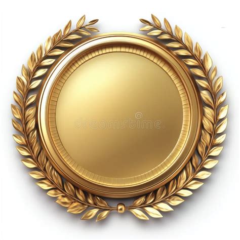 Golden Award Medallion Laurel Wreath Achievement Success Isolated On