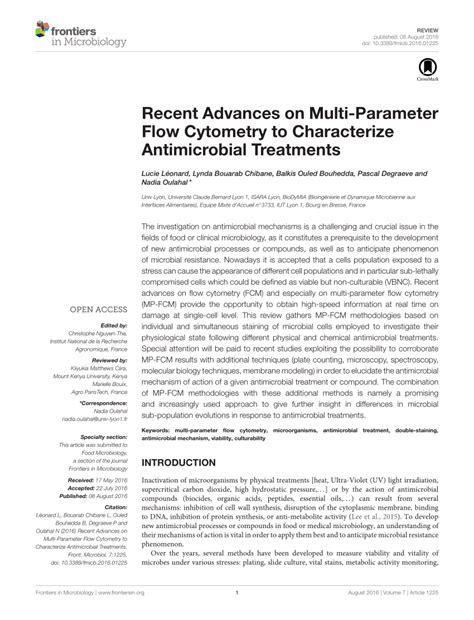 Pdf Recent Advances On Multi Parameter Flow Cytometry To Characterize Antimicrobial Treatments