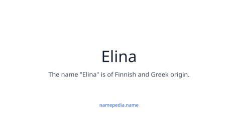 Elina Meaning Origin Nicknames And Popularity Namepedia