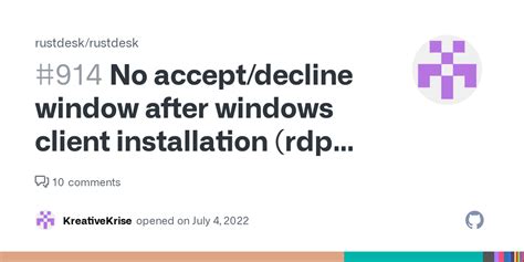 No Acceptdecline Window After Windows Client Installation Rdp Session