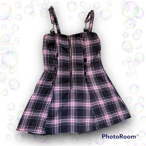 Plaid Zipper Dress Pink And Black Plaid Zipper Mini Depop