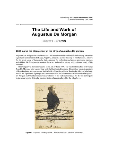 The Life And Work Of Augustus De Morgan