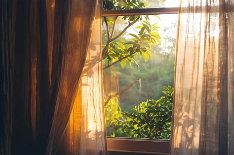 Tree Outside Window Premium Ai Generated Image