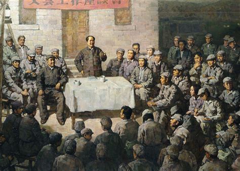 油画延安文艺座谈会油画超高清大图原图扫描真迹全图书画图片下载