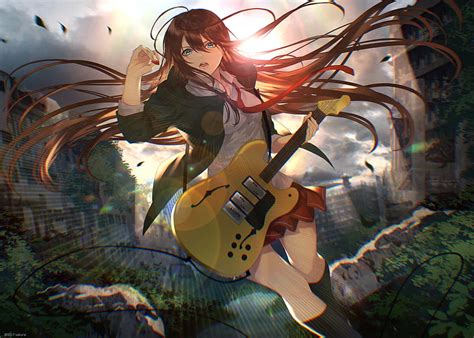 Anime Girl With Acoustic Guitar Anime Girl With Acoustic Guitar