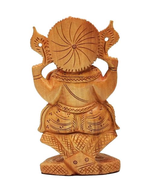 Ganesh Handmade Carving In Wood Lord Ganesha Idol Sculpture Murti In
