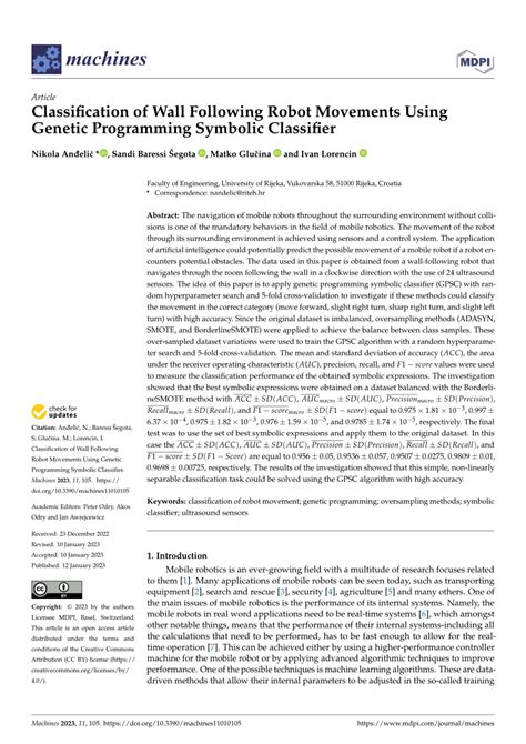 PDF Classification Of Wall Following Robot Movements Using Genetic