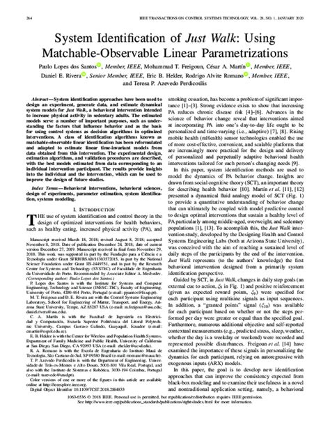 Pdf System Identification Of Just Walk Using Matchable Observable