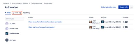 view execution data for a rule cloud automation cloud atlassian support