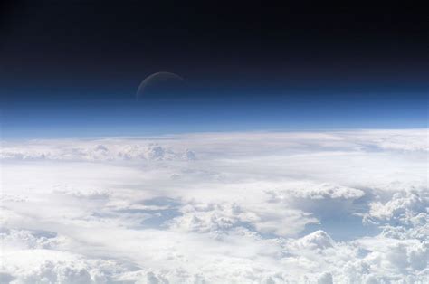 The Moon From The International Space Station Through Earths Blue