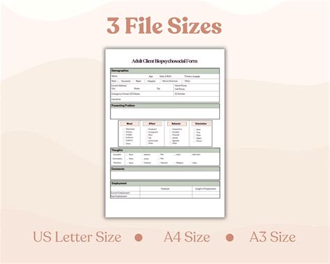 Biopsychosocial Assessment Form Therapy Assessment Forms Social