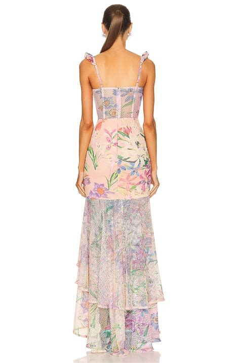 Patbo Iris Lace Bustier Maxi Dress In Pink Ombre Fwrd
