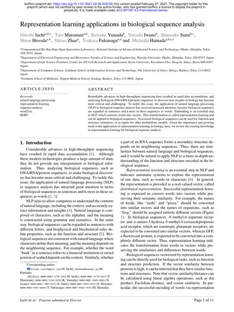 Pdf Representation Learning Applications In Biological Sequence Analysis