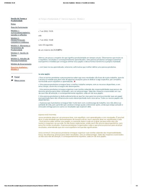 exercício avaliativo módulo 2 revisão da tentativa pdf tempo