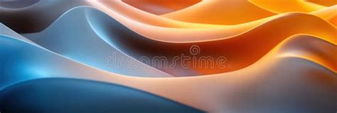 Glossy Abstract Waves In Shades Of Blue And Orange Flowing Seamlessly Across The Canvas