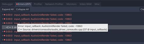 Inputcallback Audiounitrender Failed Code 10863 · Issue 808 · Godotenginegodot Demo