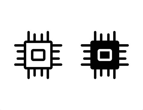 Mikroprozessor Symbol Umrisssymbol Und Solides Symbol 11496320 Vektor