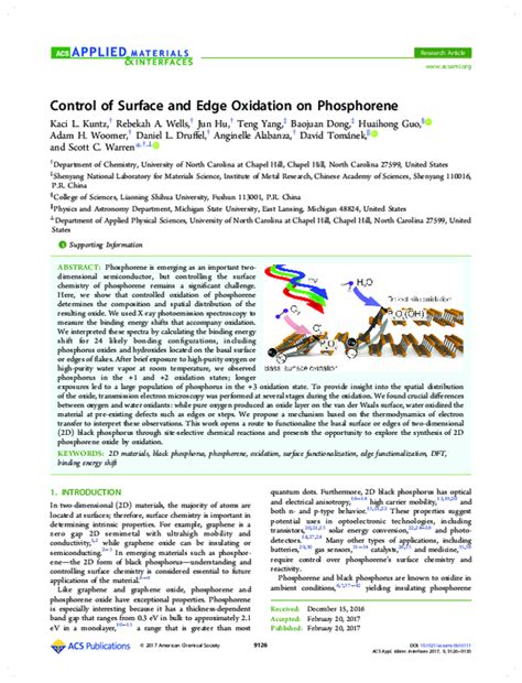 Pdf Control Of Surface And Edge Oxidation On Phosphorene