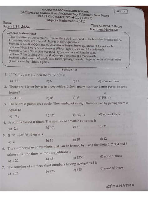 Math Ct 4 Qp Set A B Pdf