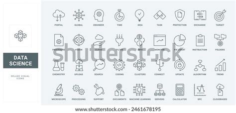 Outline Symbols Digital Algorithm Ai Research Stock Vector Royalty