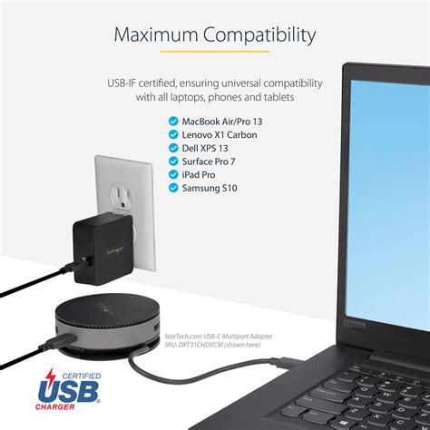 Startech Com Usb C Wall Charger W Pd With Ft Cable Usb Type C Laptop Charger Usb If Certified