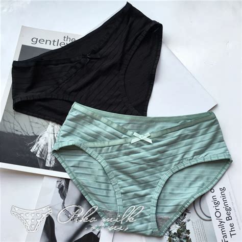 Sp City New Cross Design Striped Ice Silk Seamless Underwear Women Sexy Bow Cute Panties Sex