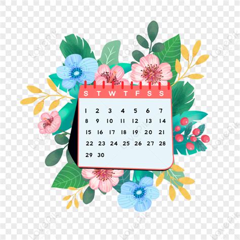 Spring Cartoon Leaf Floral Calendarcalenderseasonmonth Png White