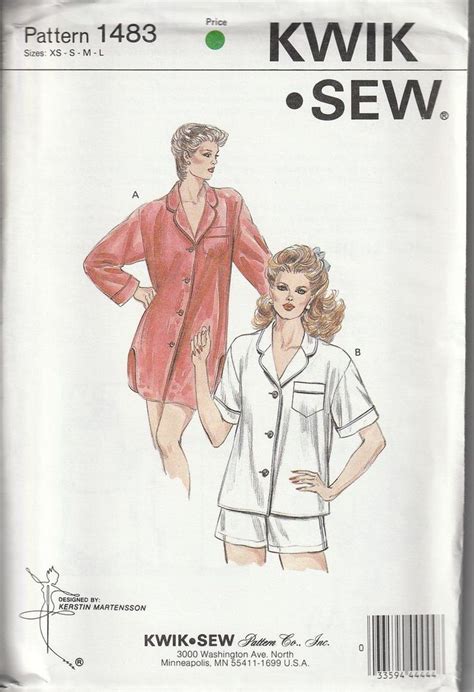 Kwik Sew 1483 Misses Nightshirt And Pajamas Pjs Etsy Night Shirt