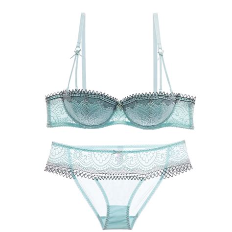 Sexy Thin Bra Set Push Up Lace Bra Thin Cup Womens Summer Underwear