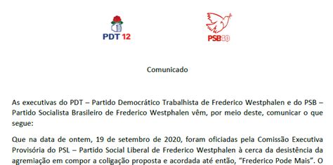 Fw Psl Se Retira Da Coligação Entre Pdt E Psb Rádio Comunitária 87