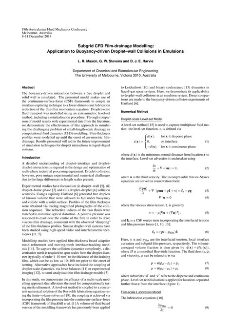 Pdf Subgrid Cfd Film Drainage Modelling Application To Buoyancy Driven Dropletwall