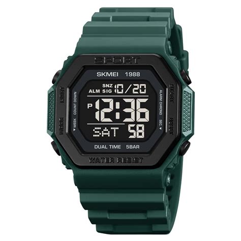 Skmei 1988 Digital Square Countdown Alarm Waterproof Mens Watch