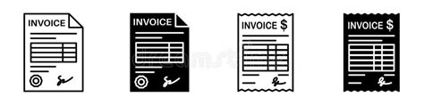 Invoice Icons Versions Set In Black Flat And Line Style Stock Vector Illustration Of Business