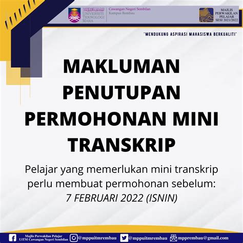 Permohonan Mini Transkrip Uitm Taklimat Hal Ehwal Akademik Bahagian Hal Ehwal Akademik Uitm