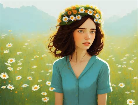 Premium Photo Drawing Of A Gentle Teenage Girl With Freckles On Her